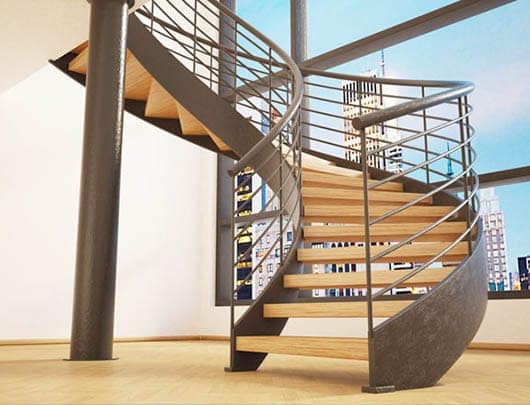 Custom Design and Manufactured Curved Metal Staircases